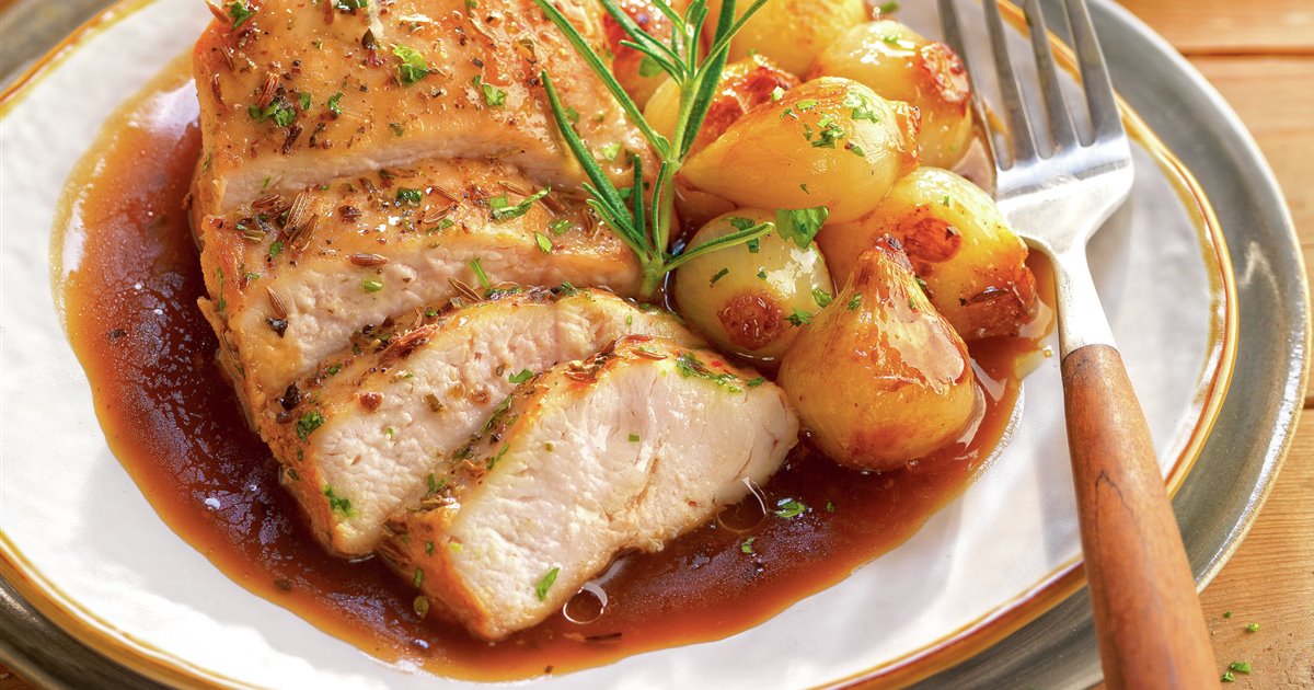 Pechuga de pollo con cebolletas