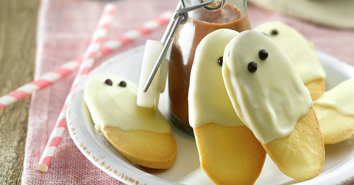Fantasmitas de galleta con chocolate blanco para Halloween