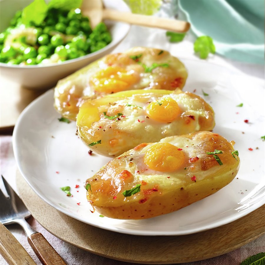 Patatas rellenas de queso, huevo y jamón, una receta fácil y económica ...