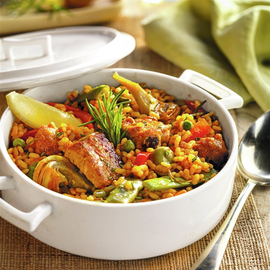 Arroz seco de la huerta con costillas