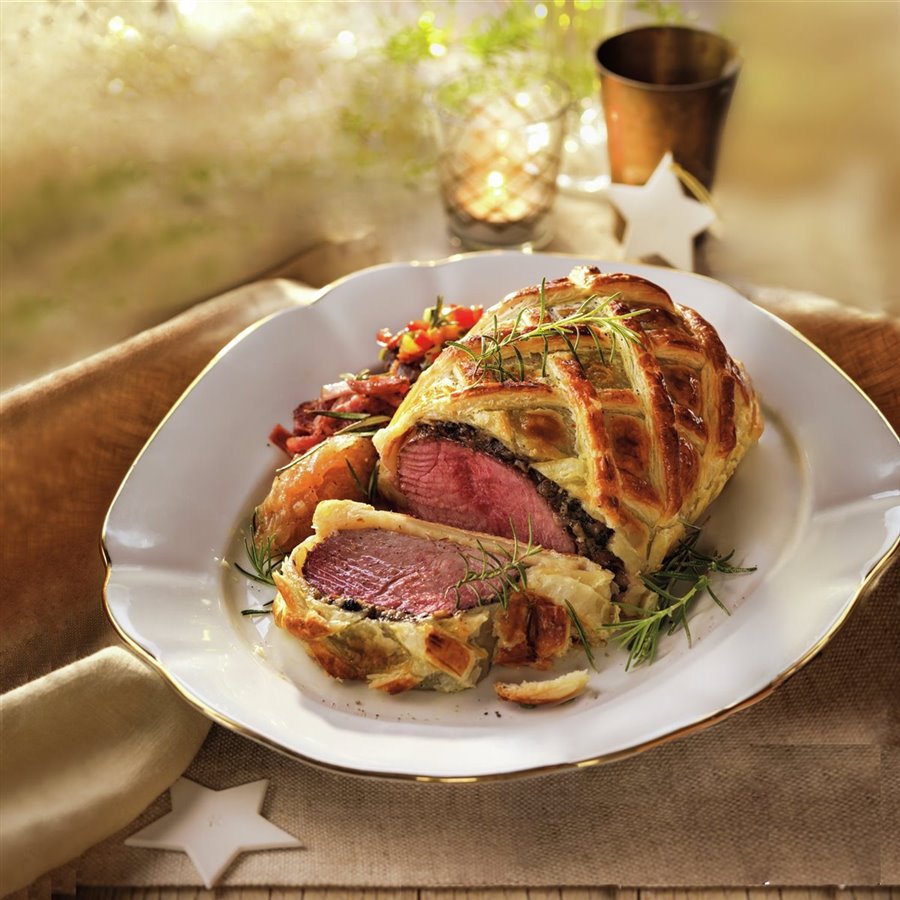 Solomillo Wellington de ternera con setas