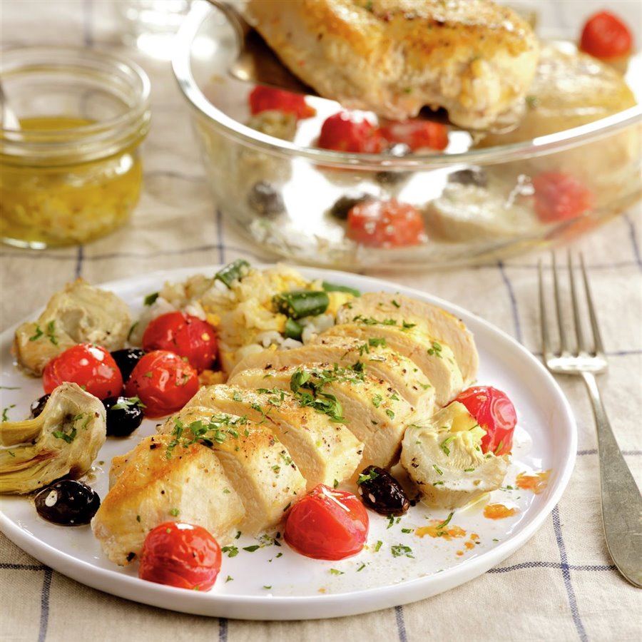 Pechugas al horno con guarnición