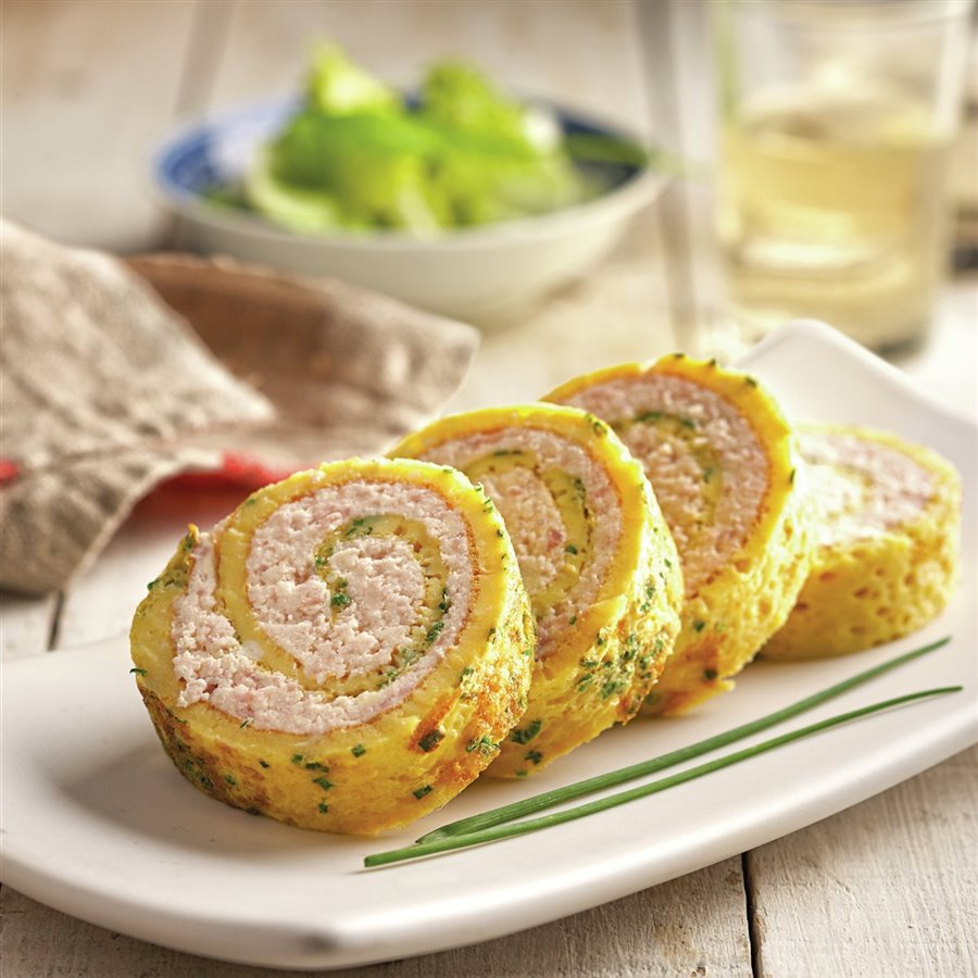 Rollitos aromáticos con jamón de York y requesón