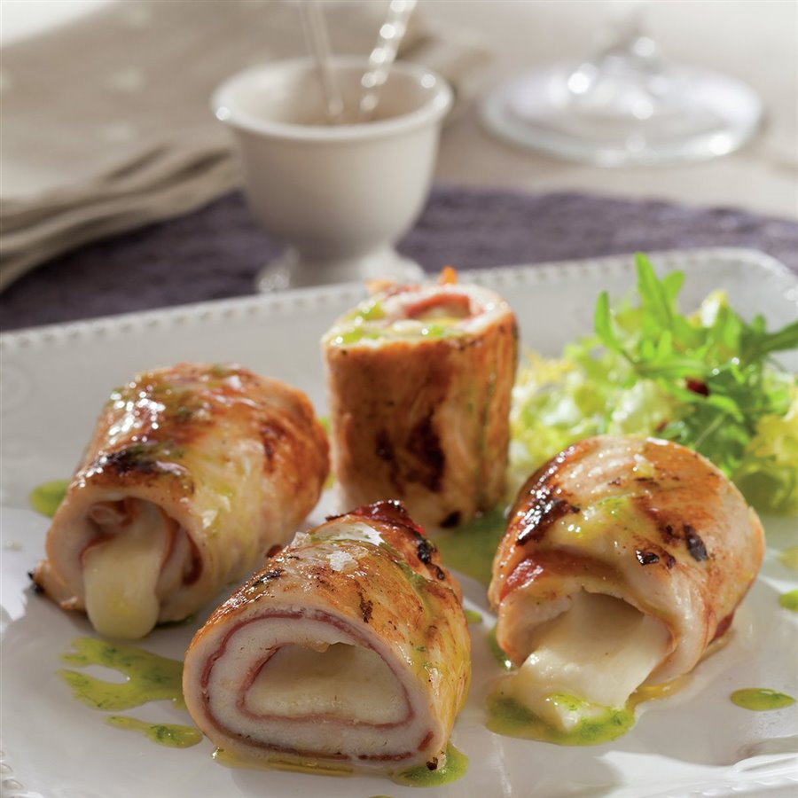 Rollitos de pechuga de pavo con mozzarella