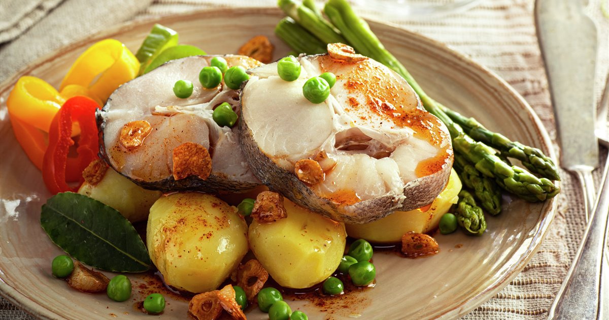 Merluza a la gallega ligera (al vapor)