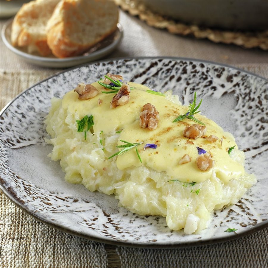 Atascaburras con alioli de azafrán de La Mancha de la chef Teresa Gutiérrez