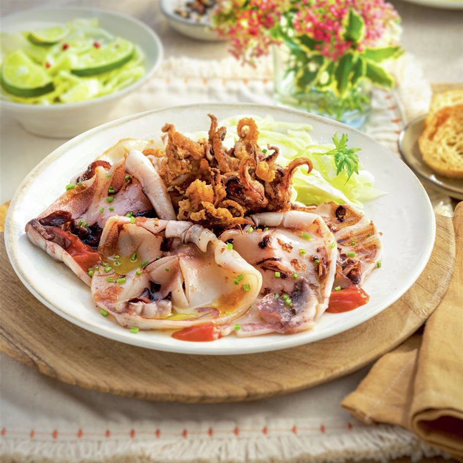 Chipirones a la plancha y puntillas fritas