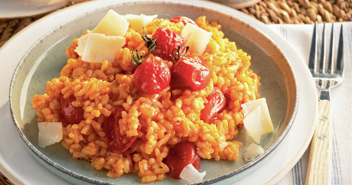 Risotto con tomatitos cherry asados