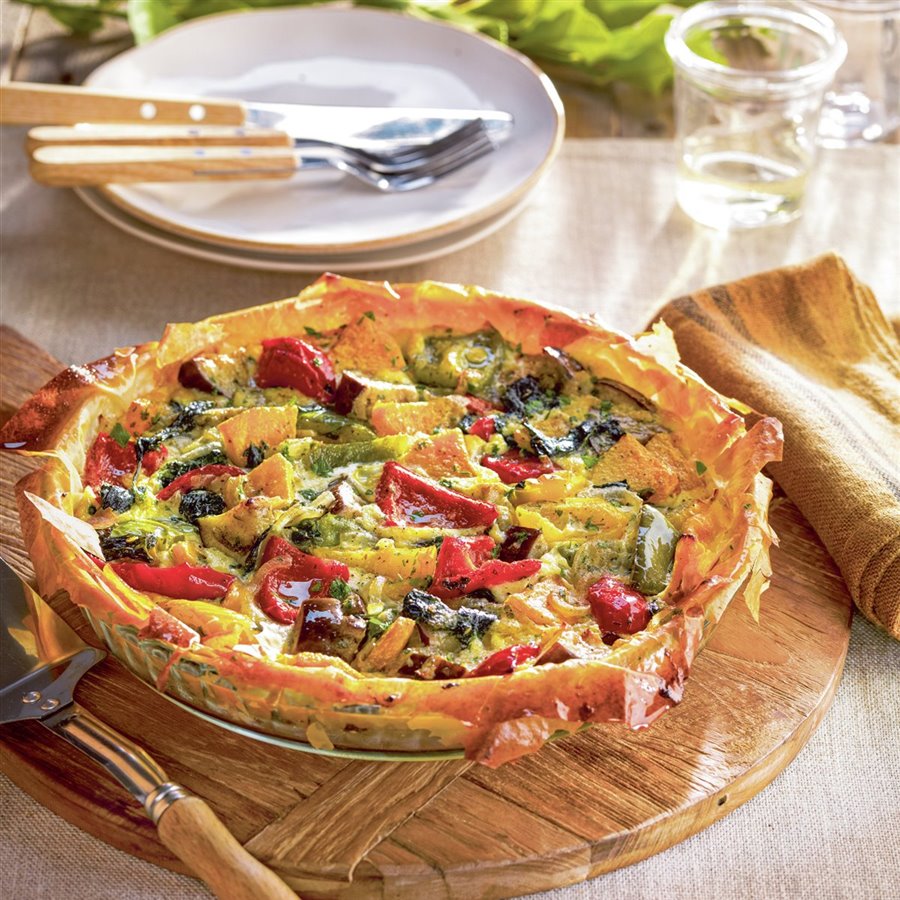 Tarta de pasta filo y verduras