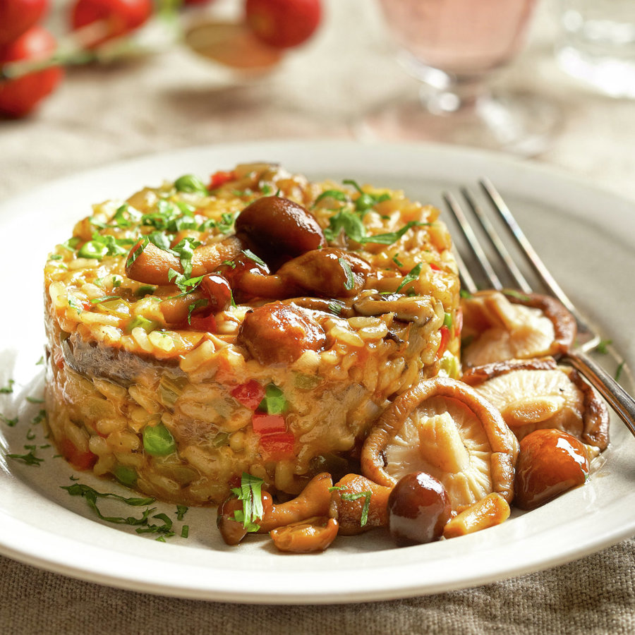 Arroz meloso con verduras y setas