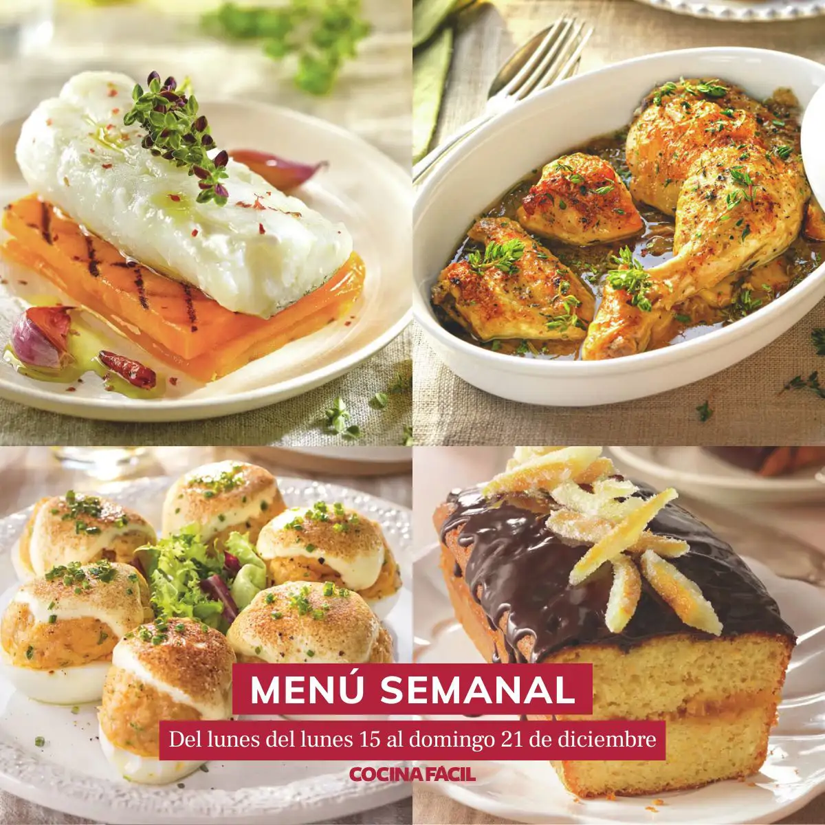 Menú semanal de Cocina Fácil del lunes 15 al domingo 21 de diciembre ...