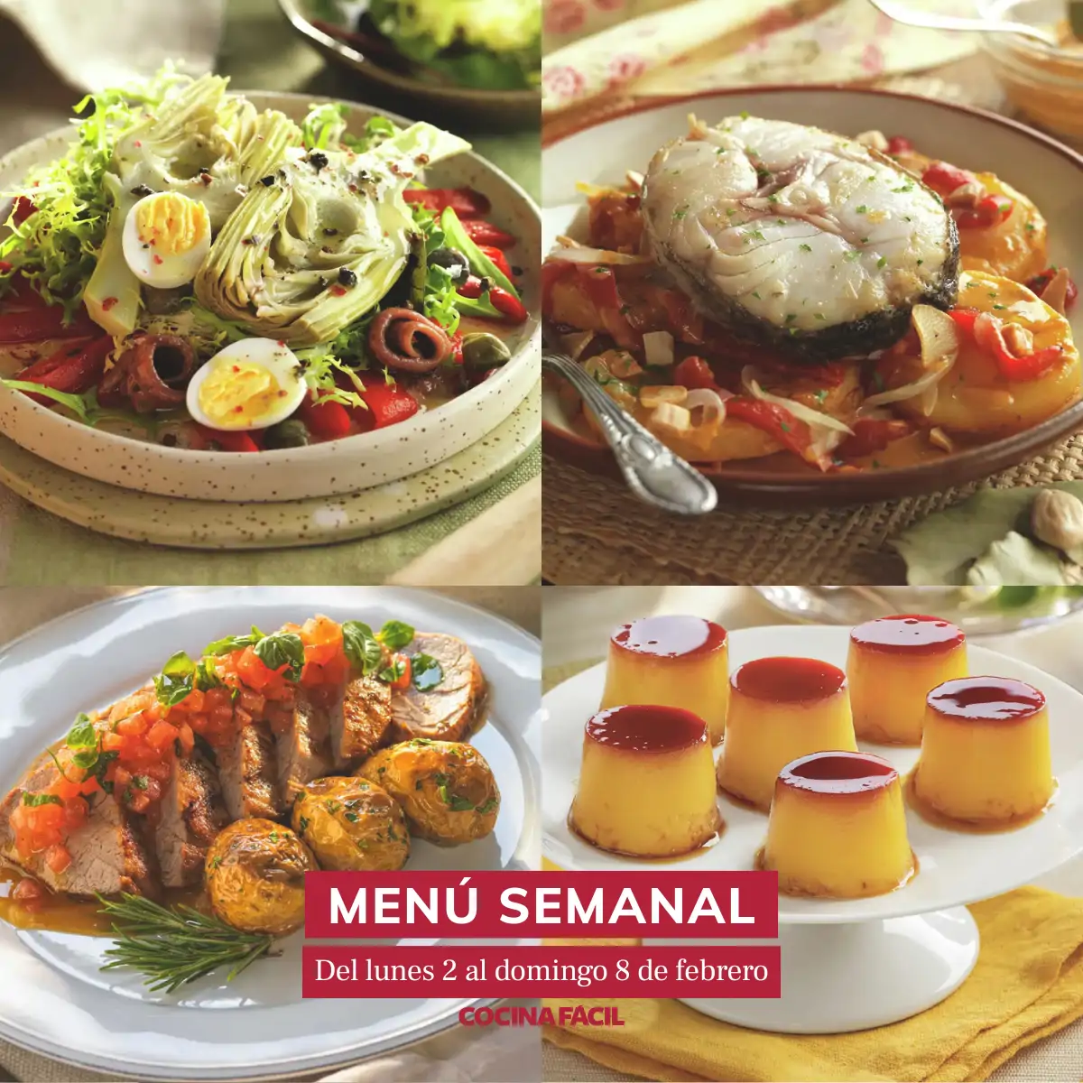 Menú semanal de Cocina Fácil del 2 al 8 de febrero. Recetas fáciles ...