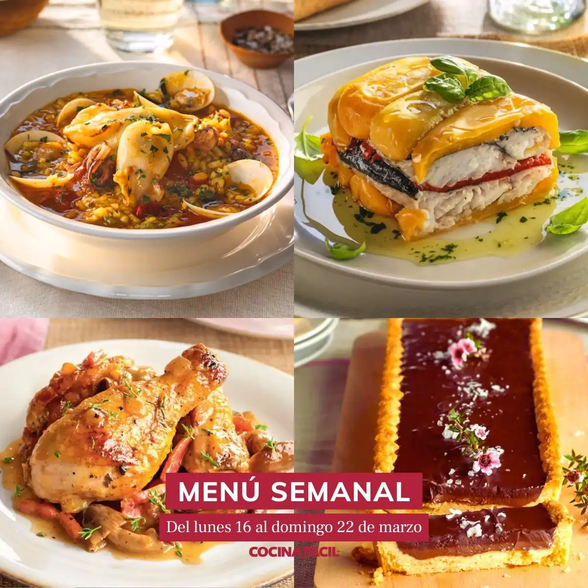 Menú semanal de Cocina Fácil del lunes 16 al domingo 22 de marzo: todas ...
