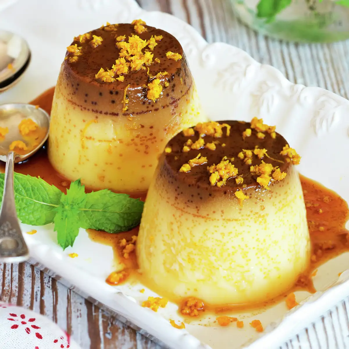 Flan casero de mandarina y huevo