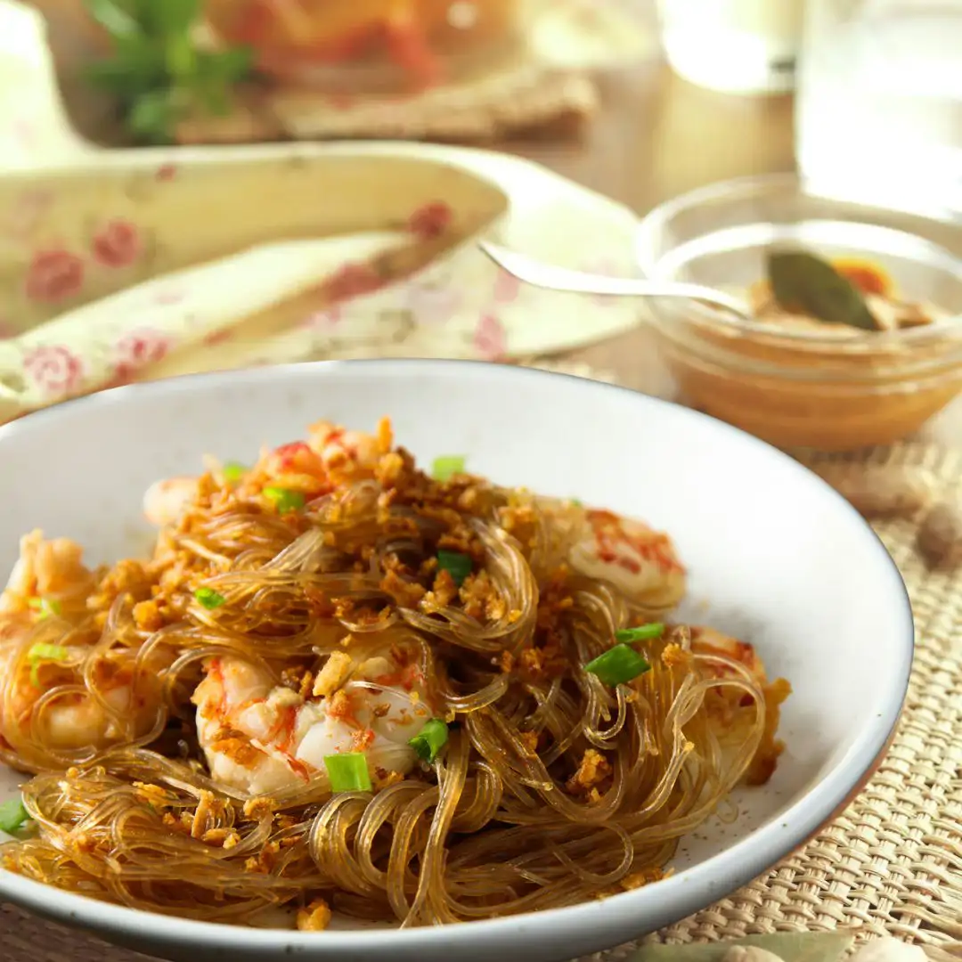 Fideos de cristal con gambones