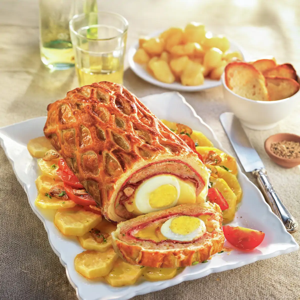 Rollo de hojaldre relleno de pollo y huevo: una receta fácil, vistosa y ...