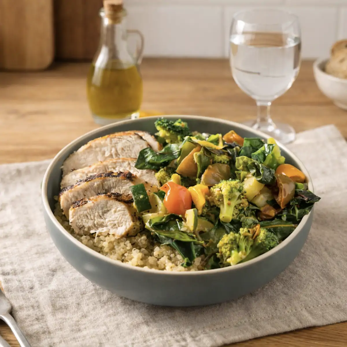 Pechuga de pollo con quinoa y verduras, un plato proteico, ligero y ...